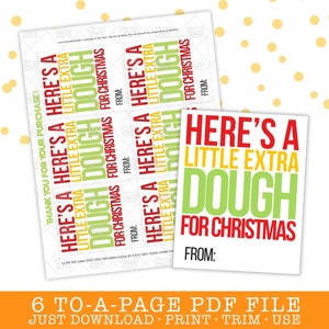 PRINTABLE Extra Dough for Christmas Gift Tag | Gift Exchange Friend ...