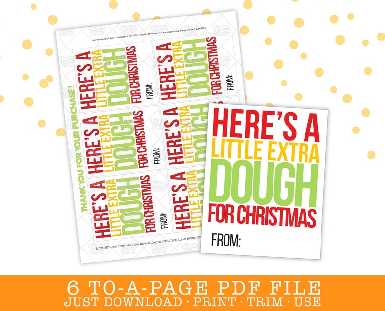 PRINTABLE Extra Dough for Christmas Gift Tag | Gift Exchange Friend ...
