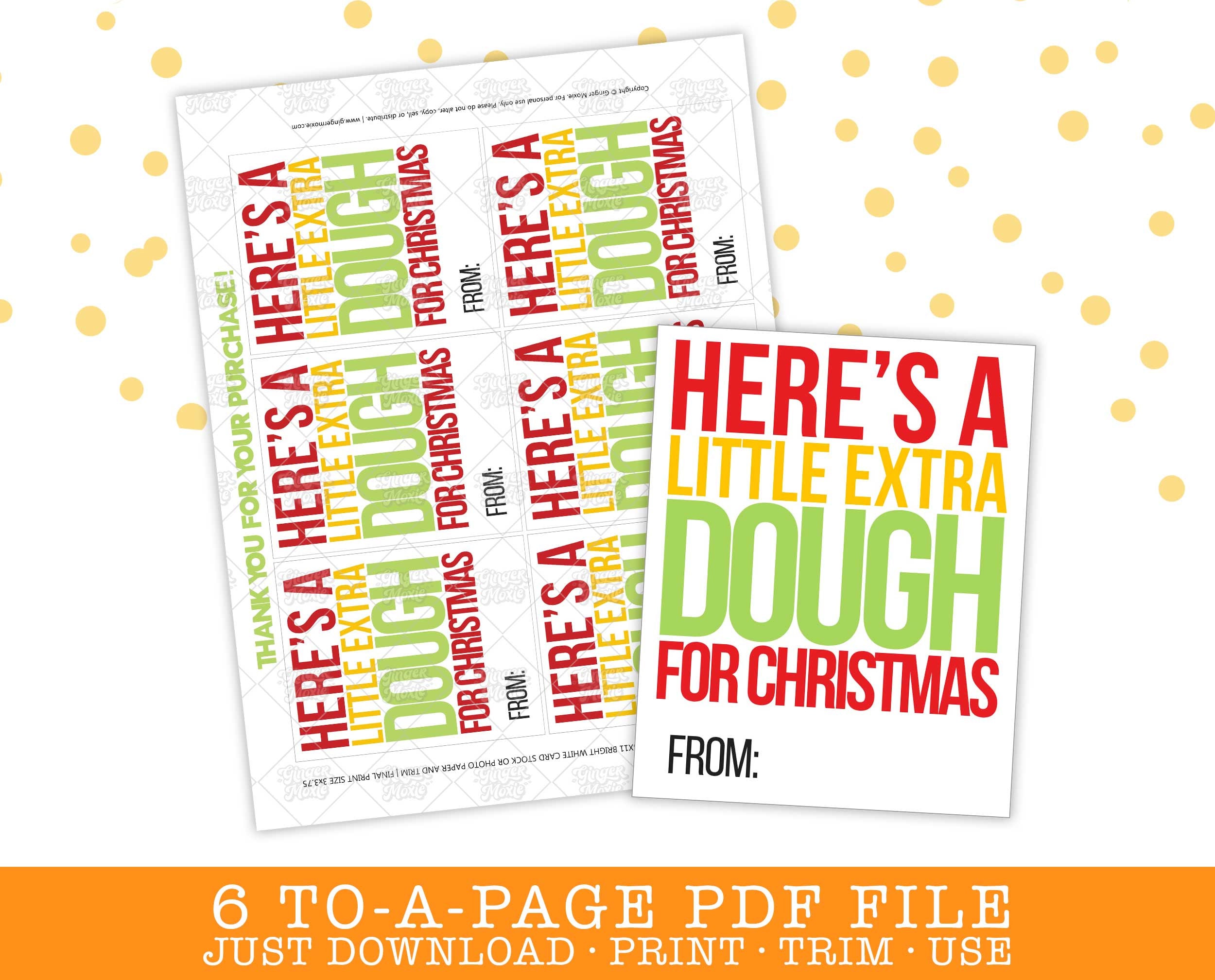 PRINTABLE Extra Dough for Christmas Gift Tag | Gift Exchange Friend ...