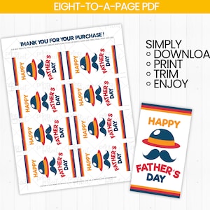 PRINTABLE Father's Day Gift Tag Card | Gift Tag for Daddy | Moustache ...