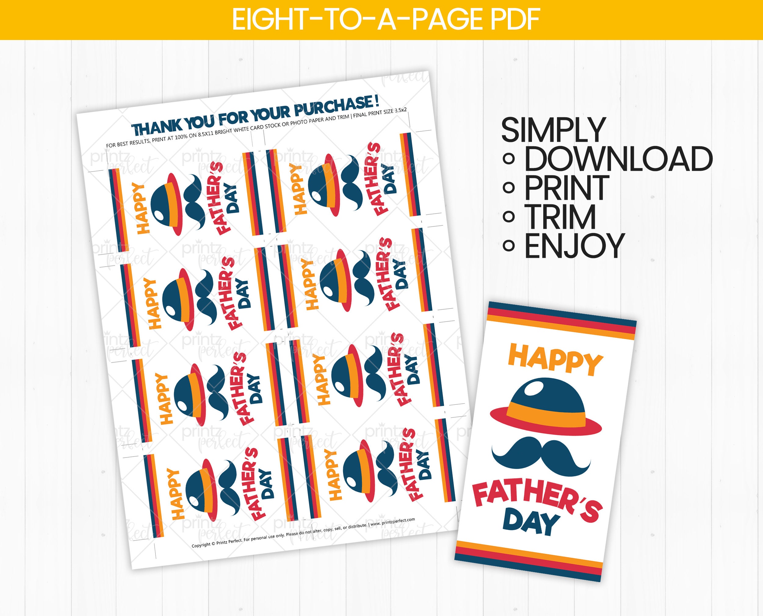 PRINTABLE Father's Day Gift Tag Card Gift Tag for Daddy Moustache and ...