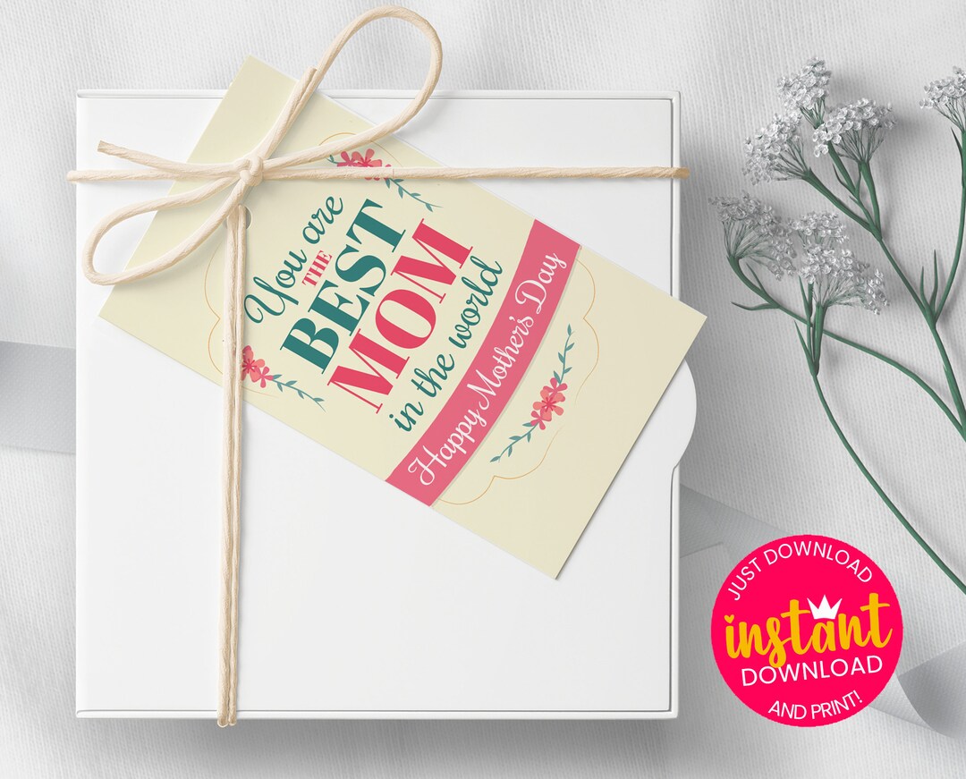 PRINTABLE Mother's Day Gift Tag Card | Gift Tag for Mom | Rose Gift Tag ...