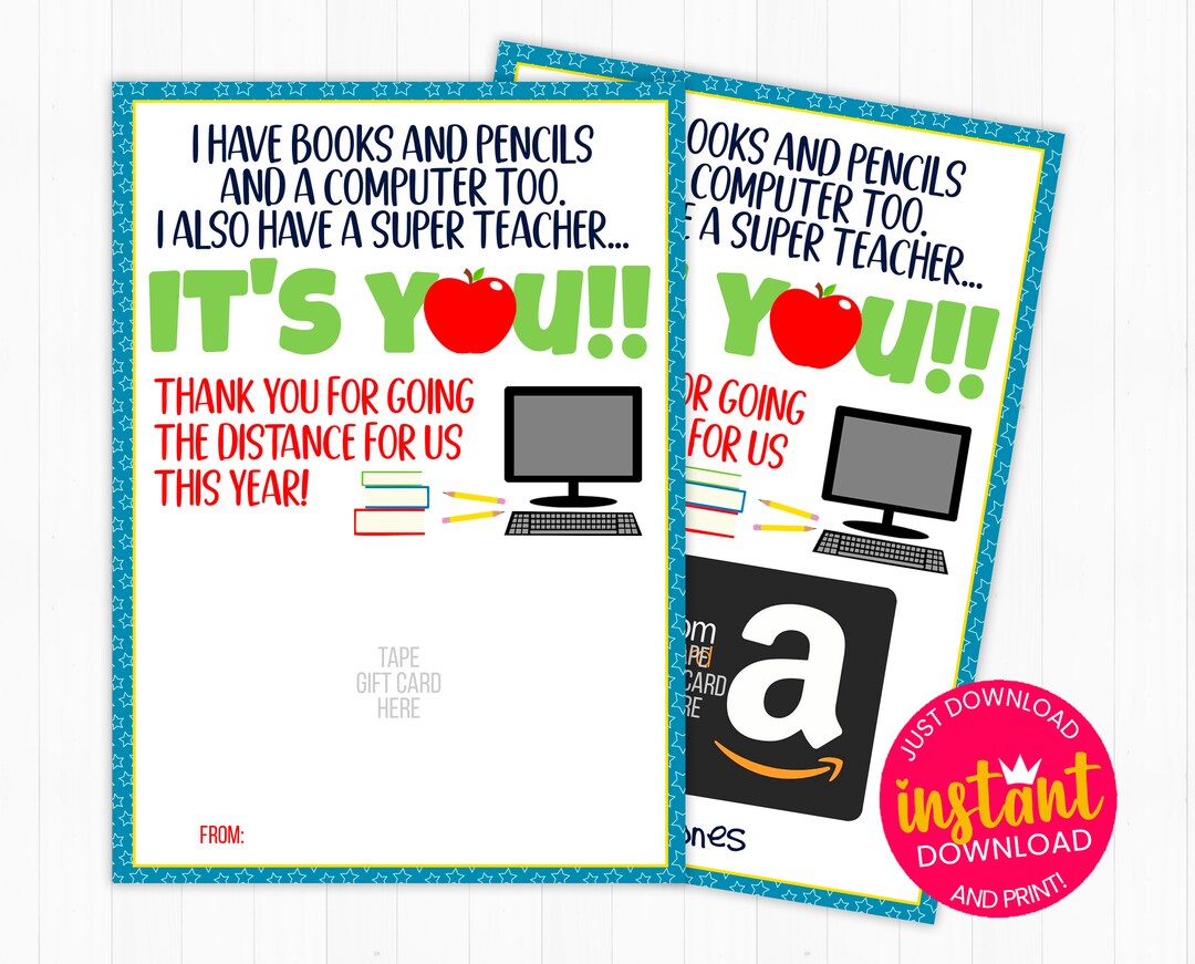 PRINTABLE Teacher Appreciation Gift Card Holder Box | Virtual School ...