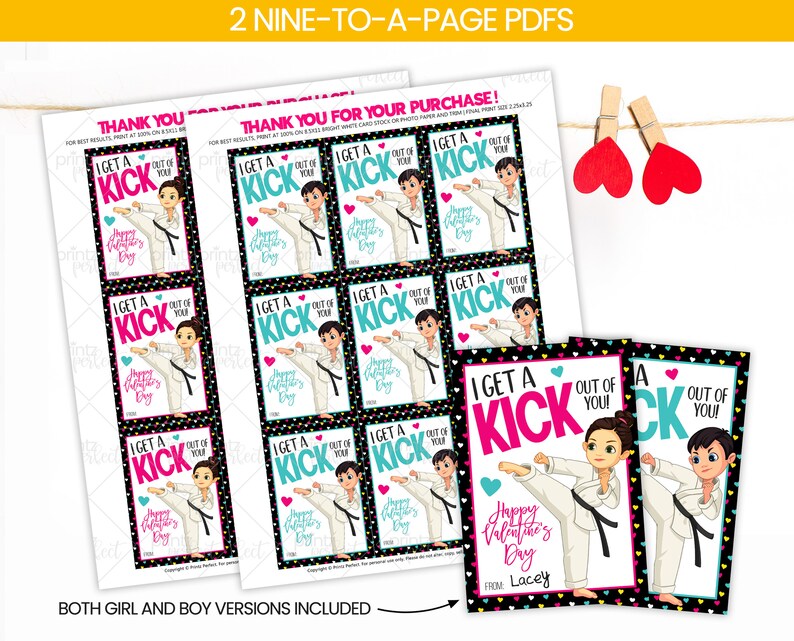 PRINTABLE Classroom Valentines Karate Taekwondo Jiu Jitsu Gift - Etsy