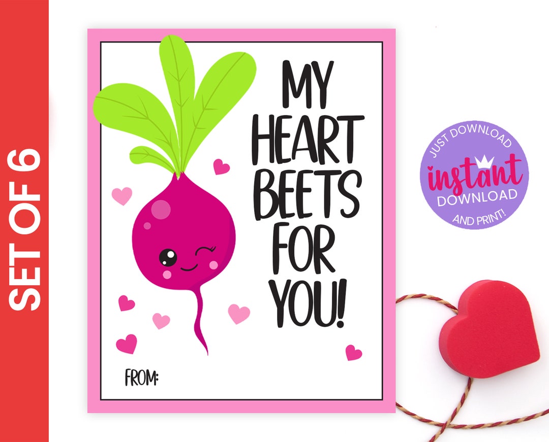 PRINTABLE Kid's Classroom Valentines Cards | Set of 6 | Cute Food ...