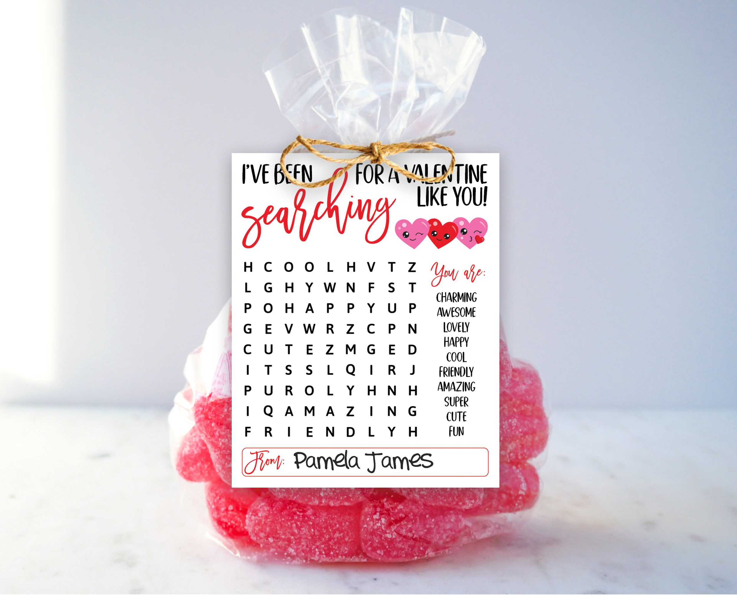 PRINTABLE Kid's Classroom Valentines Cards | Searching for You | Word ...