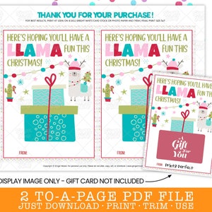 PRINTABLE Llama Fun Wishes Printable Christmas Gift Card Holder Box Tag ...