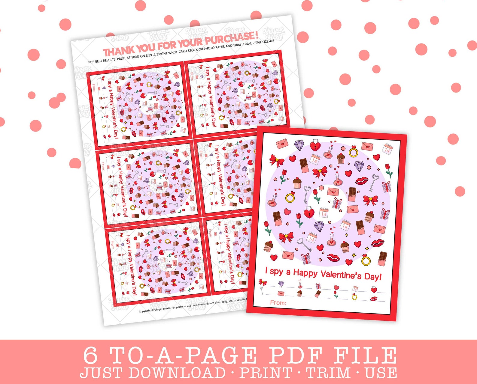 PRINTABLE Kid's Classroom Valentines Cards | I Spy | Digital Valentines | Friends Teacher ...