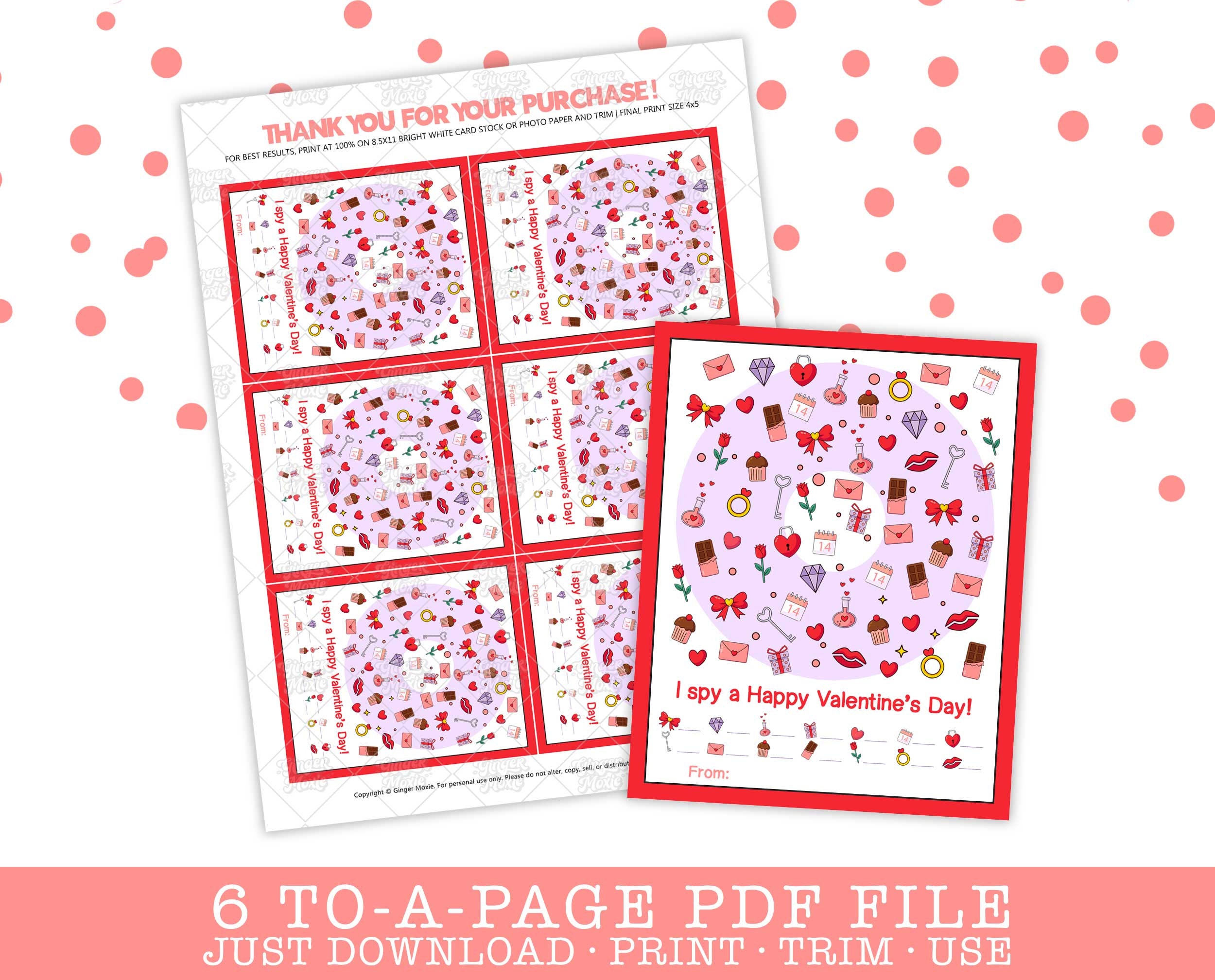 PRINTABLE Kid's Classroom Valentines Cards | I Spy | Digital Valentines ...