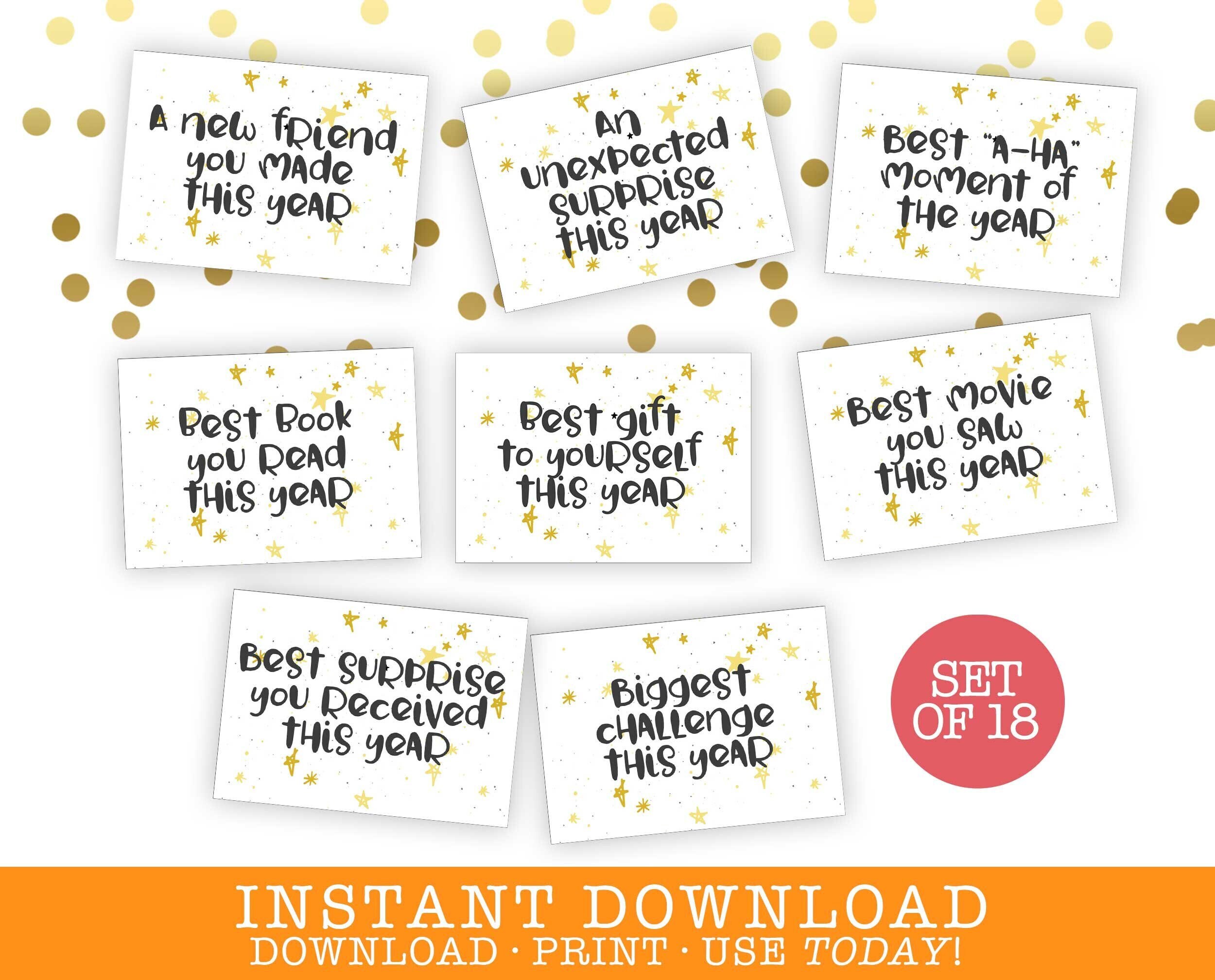PRINTABLE New Year's Eve NYE Reflections Card Game | Family Friends ...