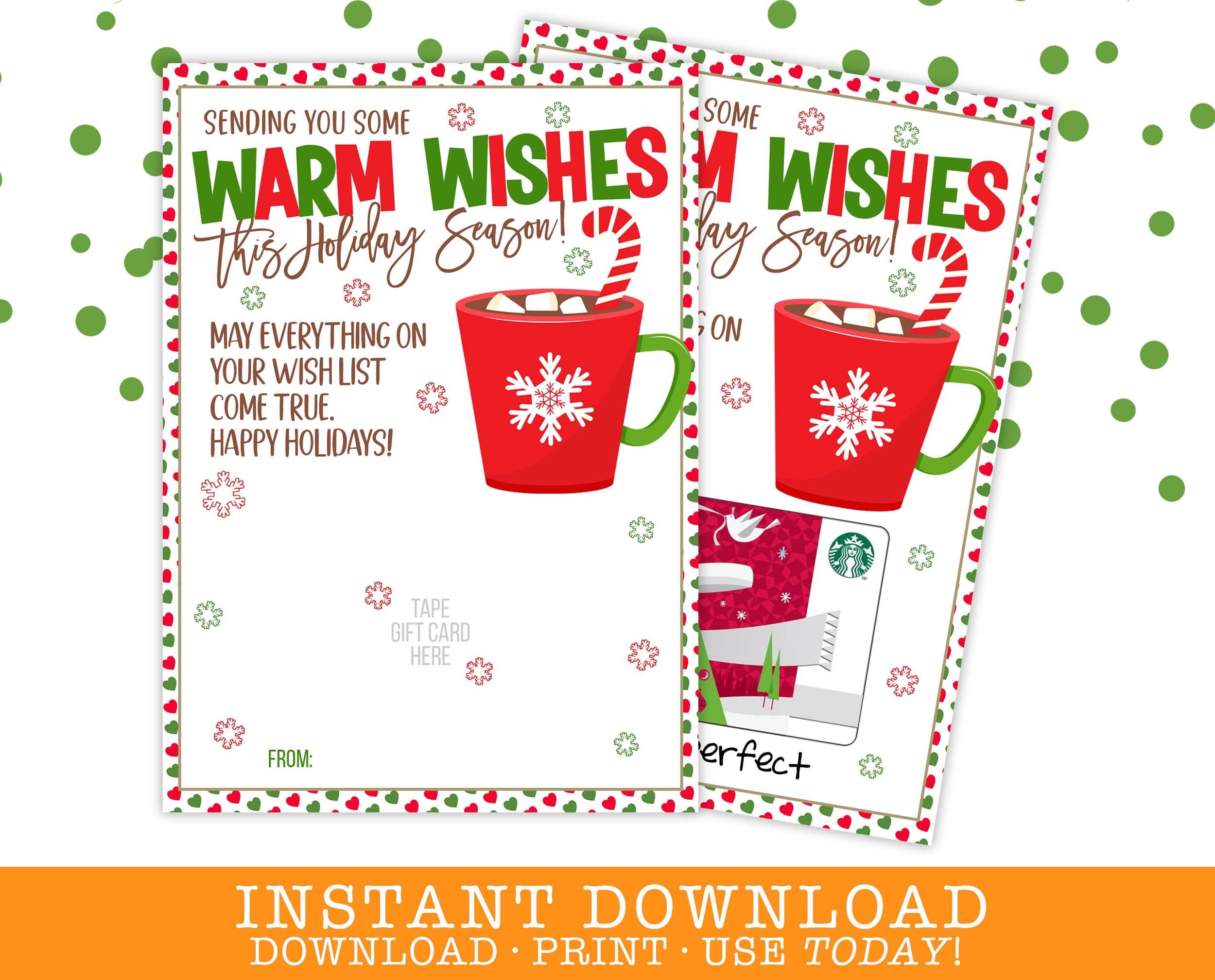 PRINTABLE Sending You Warm Wishes Christmas Gift Card Holder Tag Box ...