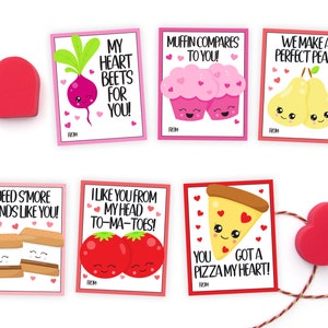 PRINTABLE Kid's Classroom Valentines Cards | Set of 6 | Cute Food ...