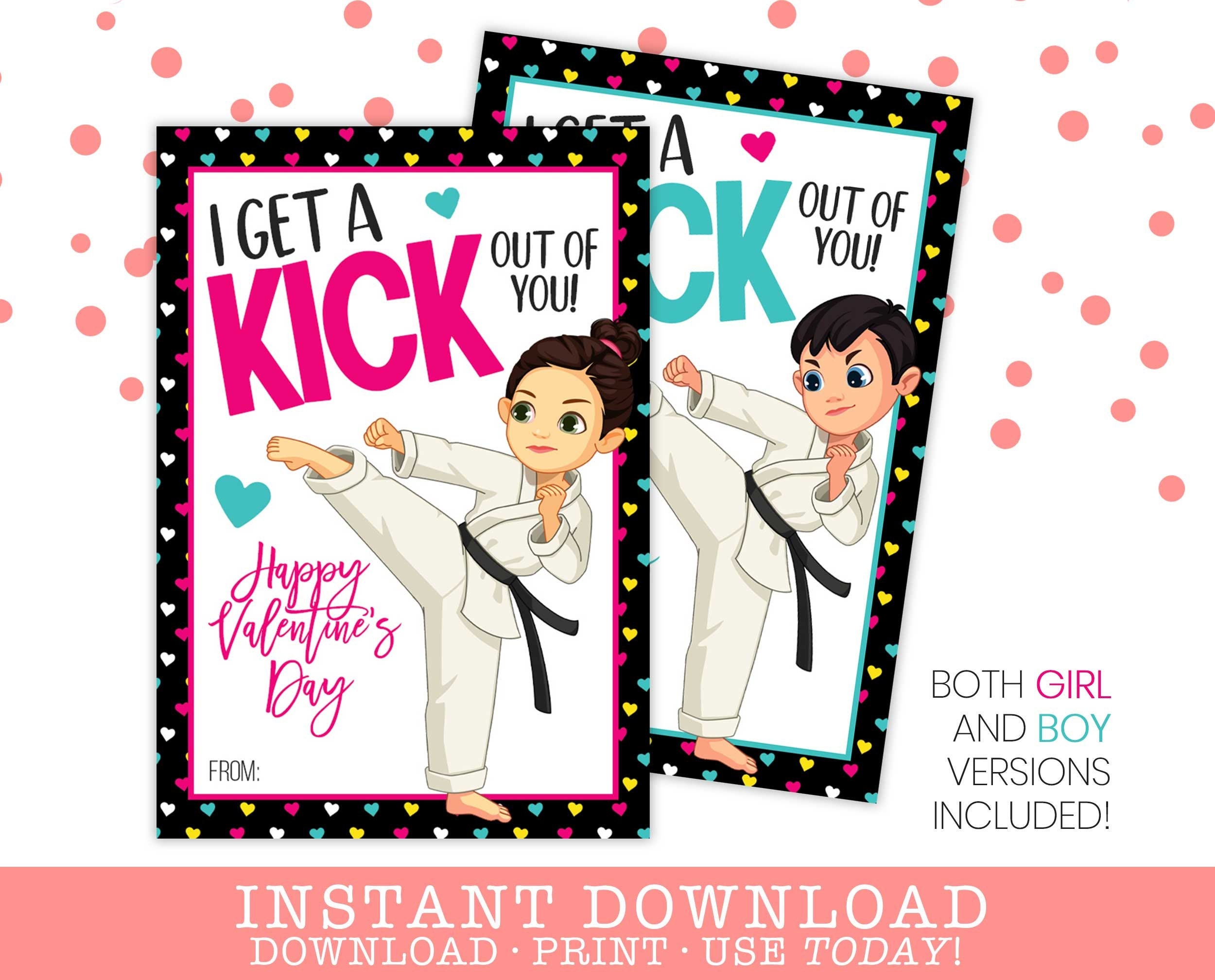 PRINTABLE Classroom Karate Taekwondo Jiujitsu Gift Tag Card | Birthday ...