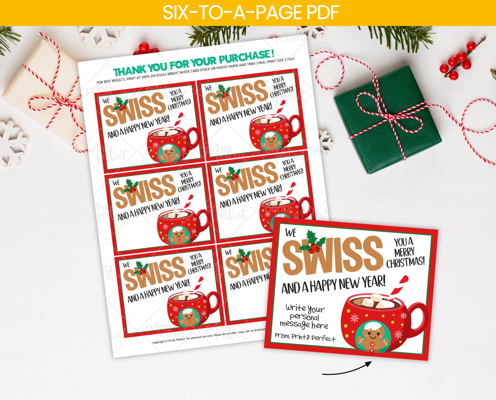 PRINTABLE We Swiss You a Merry Christmas Gift Tag Hot Cocoa | Etsy