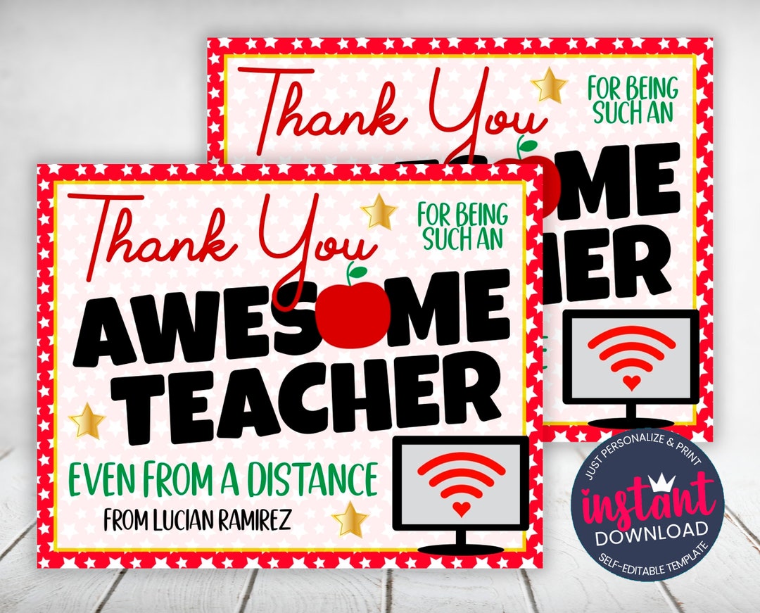 PRINTABLE Teacher Appreciation Thank You Gift Tag | Virtual School PTA ...