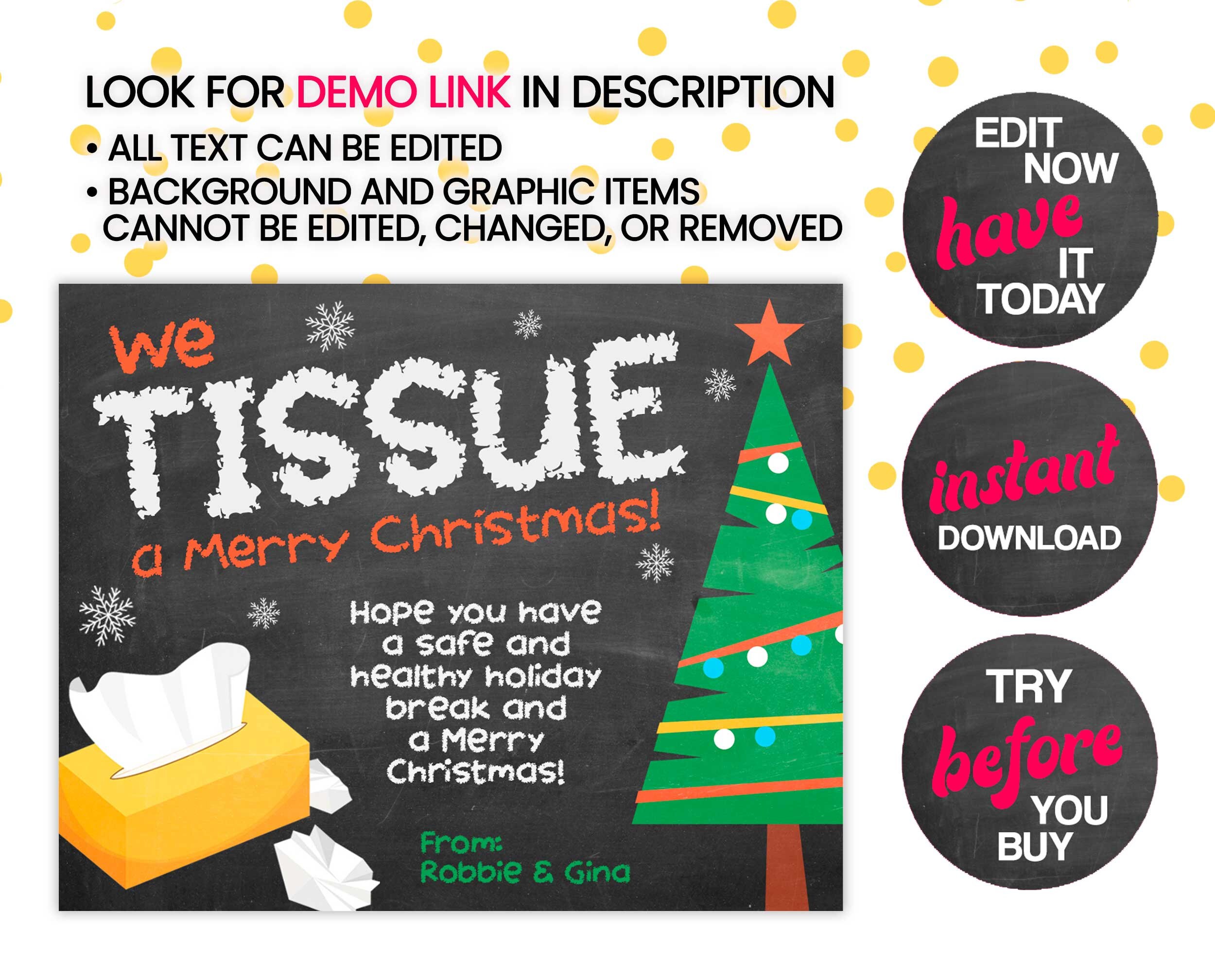 PRINTABLE We Tissue a Merry Christmas Editable Gift Tag | Friend Family ...