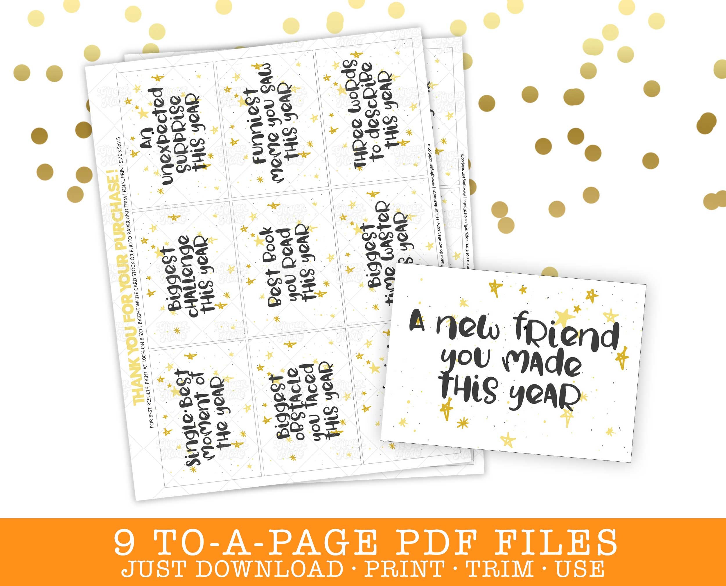 PRINTABLE New Year's Eve NYE Reflections Card Game | Family Friends ...
