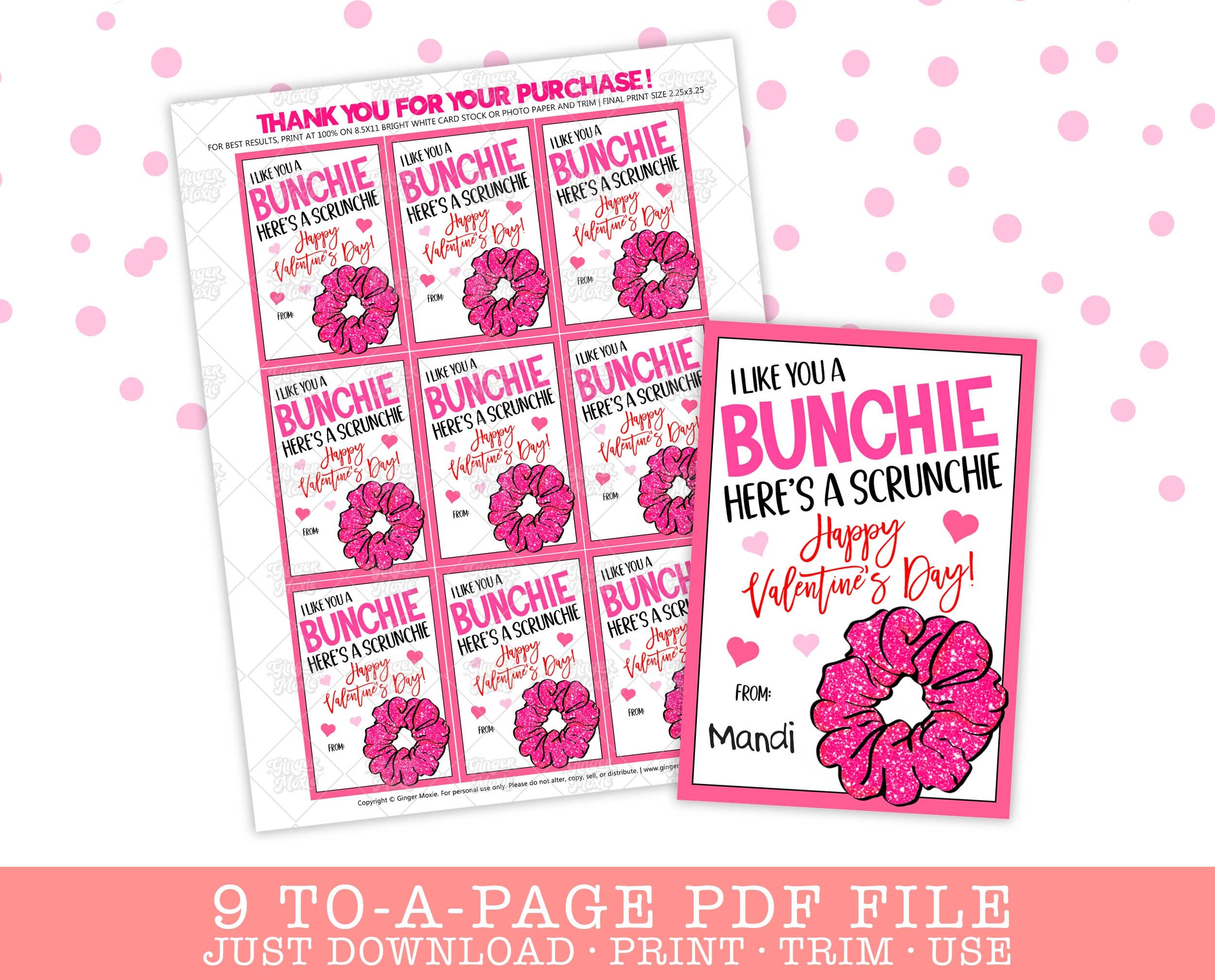 PRINTABLE I Like You a Bunchie Valentine Gift Tag Classroom Valentines ...