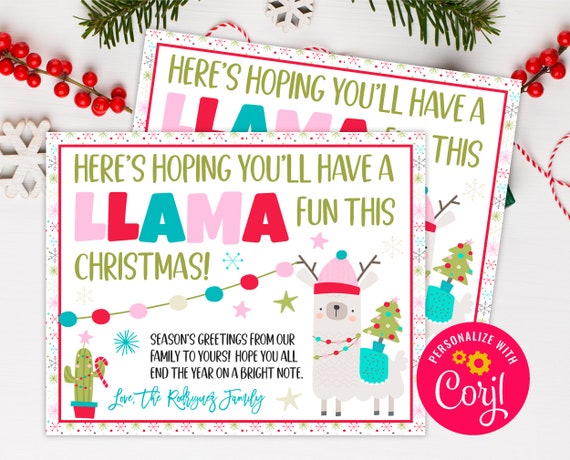 PRINTABLE Llama Fun Wishes Christmas Editable Gift Tag | Etsy