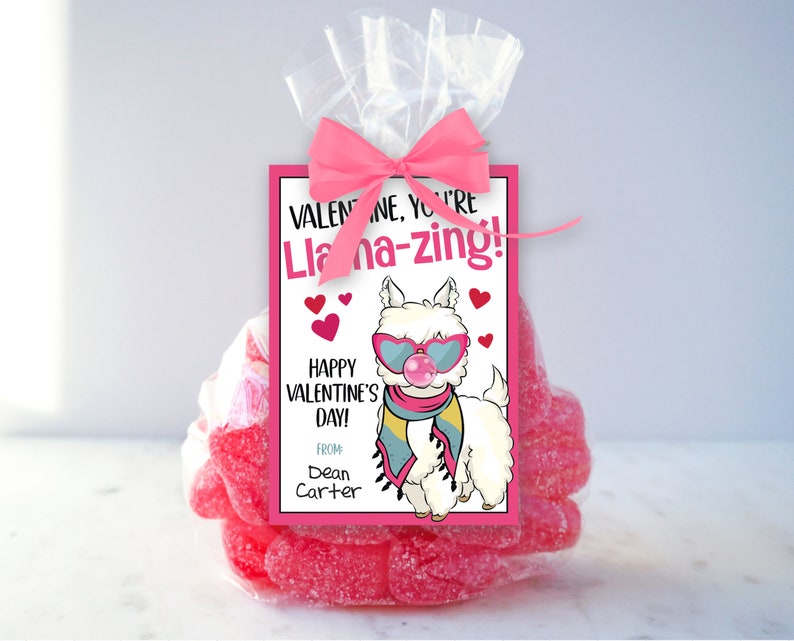 PRINTABLE Classroom Valentines Llama You're Llama-zing Gift Tag Card ...