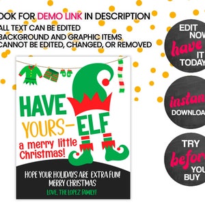 PRINTABLE Have Your Elf a Merry Lil Christmas Holiday Editable Gift Tag ...