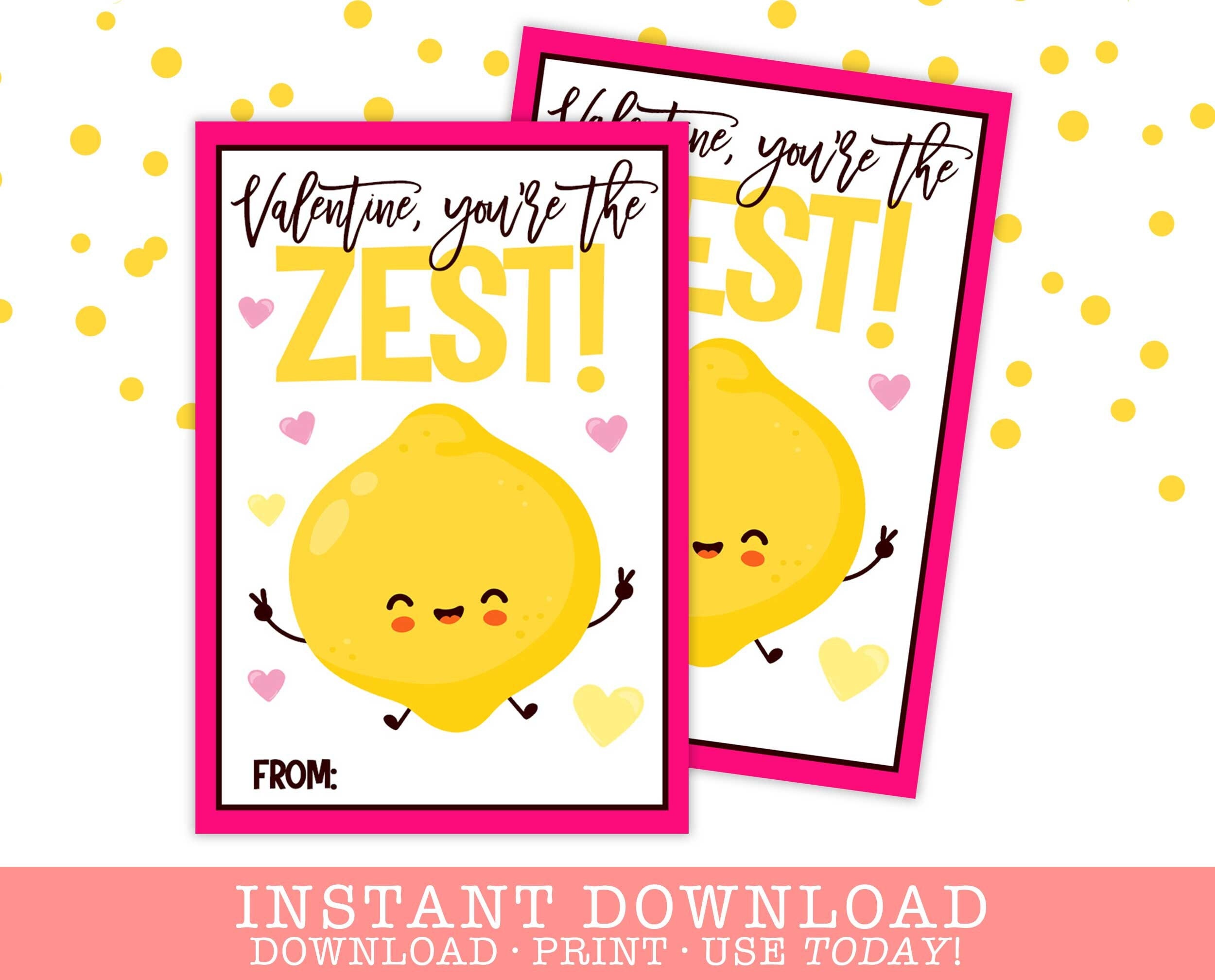 PRINTABLE You're the Zest Valentine Gift Tag Card Digital Valentines ...
