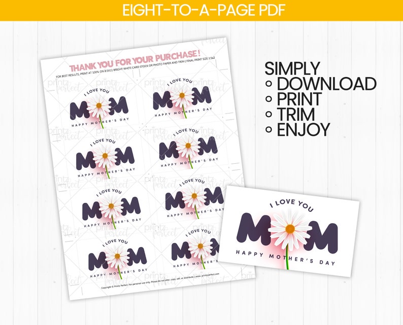 PRINTABLE Mother's Day Gift Tag Card | Gift Tag for Mom | Daisy Gift ...