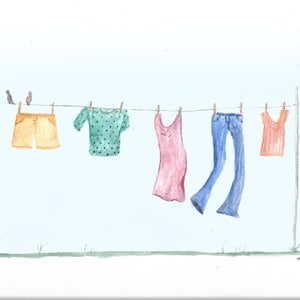 Laundry Clothes Line Watercolor Digital Download Print Set of 3 ...