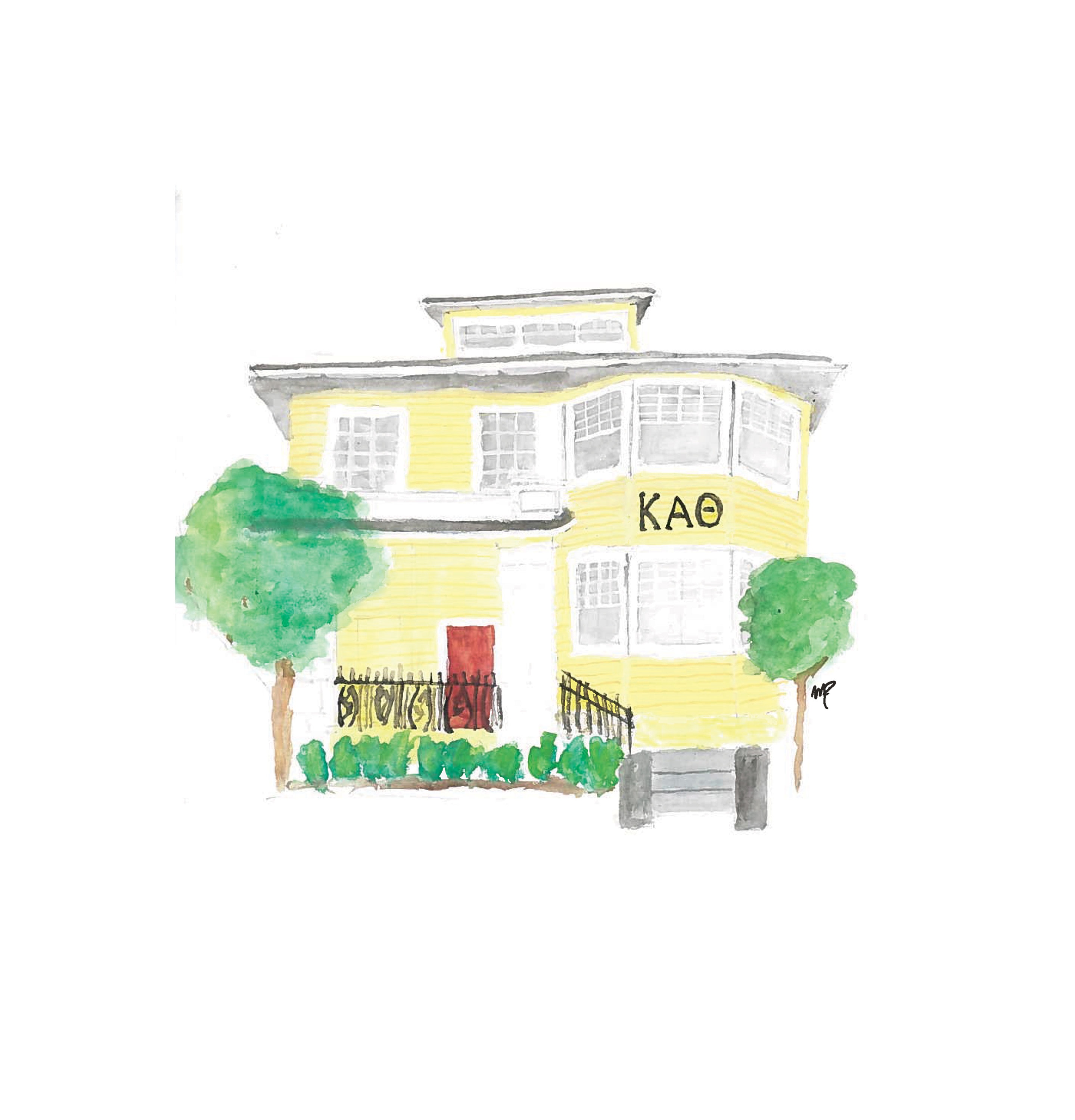 Kappa Alpha Theta House Watercolor Print: Tulane University Sorority ...