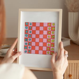Pink Chess Board Game Art Print: Playful Kids Room Decor (digital ...