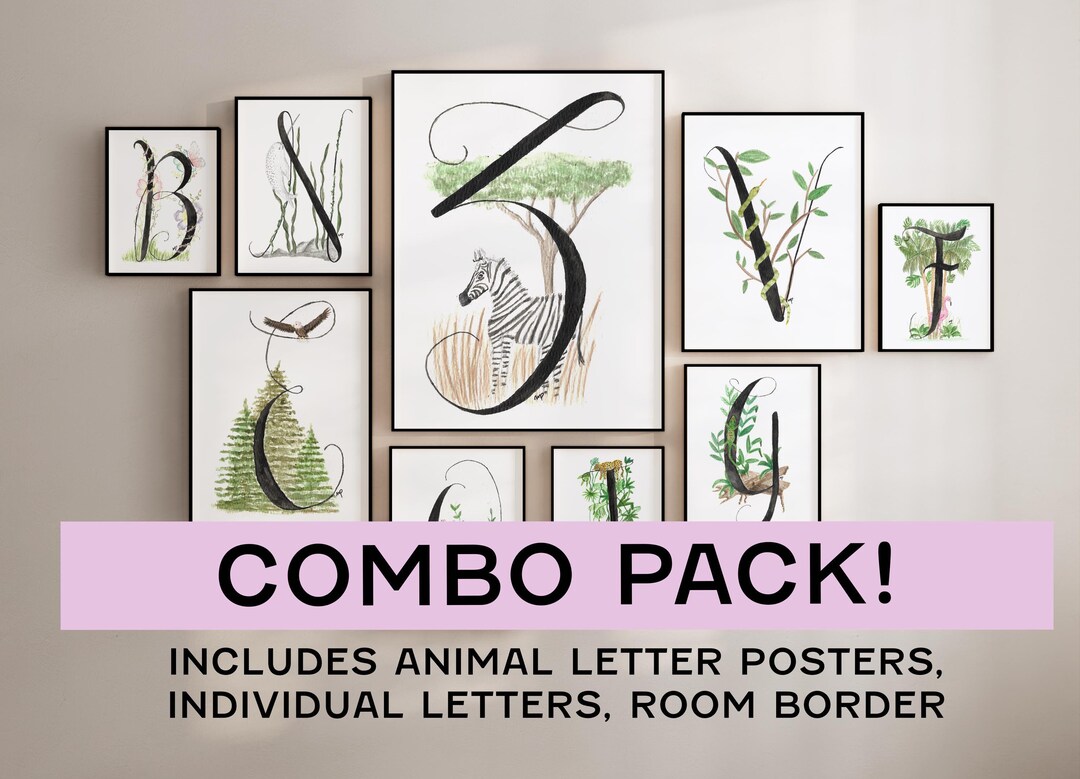 Animal Alphabet Watercolor Print Set: Nursery Decor (digital Download ...