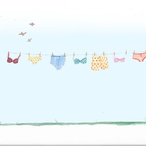Laundry Clothes Line Watercolor Digital Download Print Set of 3 ...