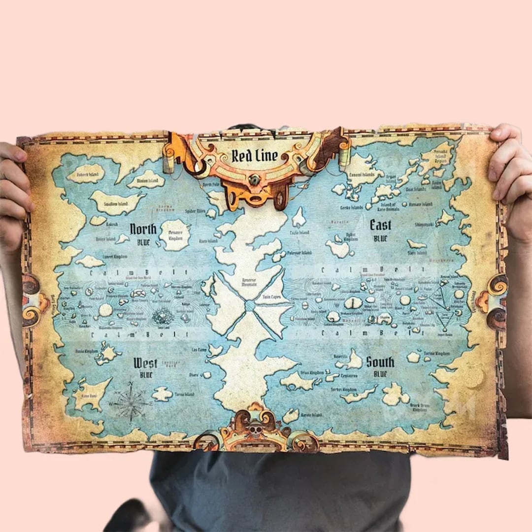 Anime One Piece World Map, Canvas Map, World Map, Canvas Scroll ...