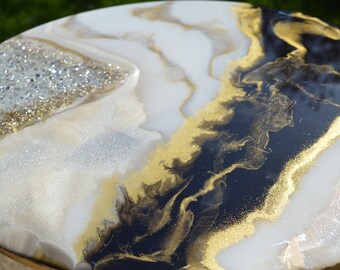 SOLD Resin Side Table Stunning Glossy Geode Handmade Luxury Art Unique ...