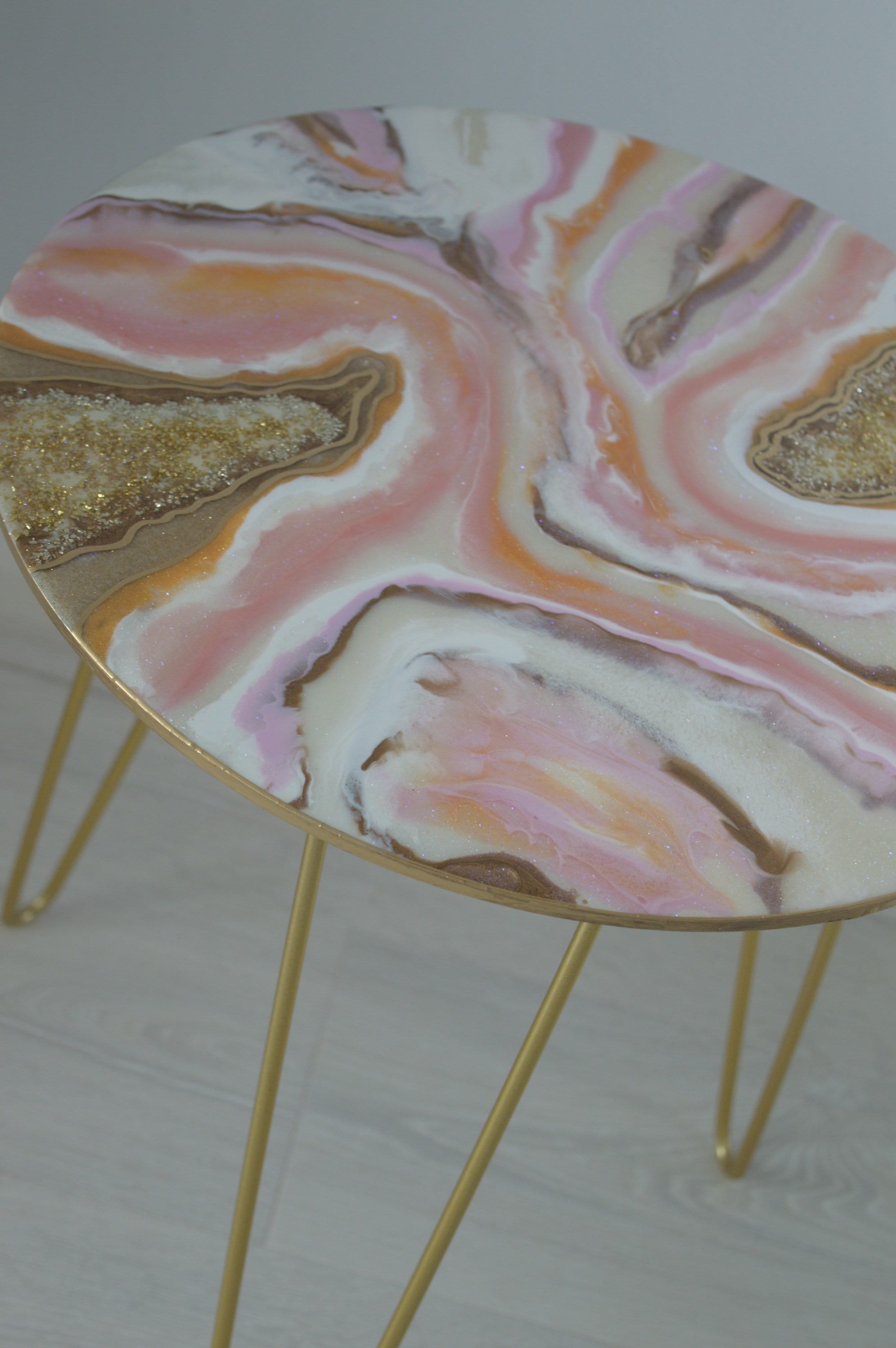 SOLD Resin Side Table Stunning Glossy Geode Handmade Luxury Art Unique ...