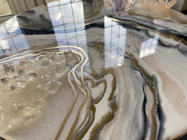 SOLD Resin Side Table Stunning Glossy Geode Handmade Luxury Art Unique ...