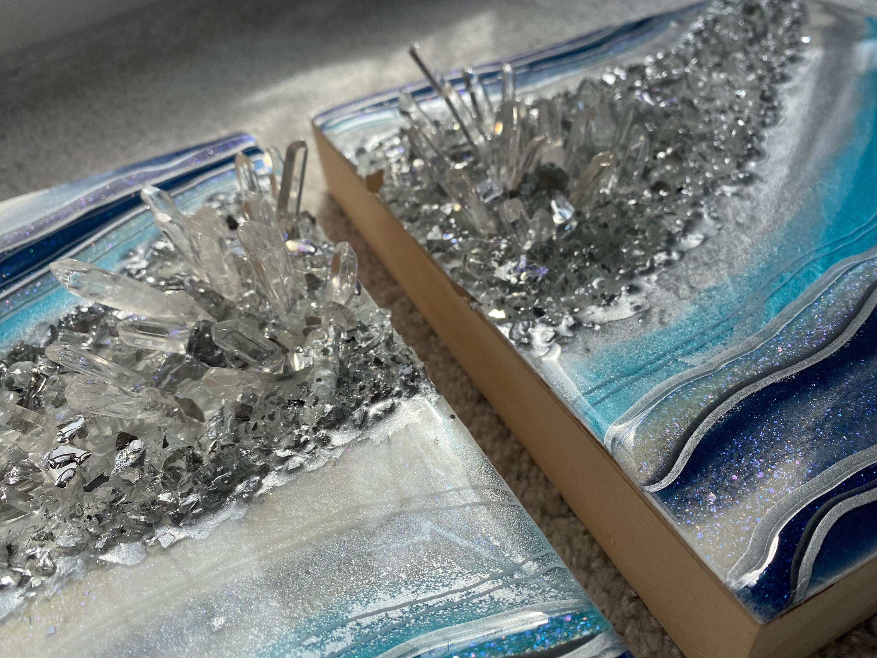 Resin Geode Luxury Resin Crystal Geode Inspired Two Piece Wall Standing ...