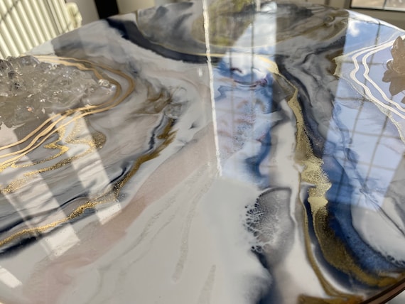 SOLD Resin Side Table Stunning Glossy Geode Handmade Luxury - Etsy