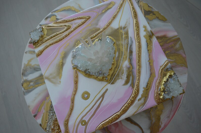 Resin Geode Inspired Wall Art Quartz Glossy Hand Painted Luxury Art ...