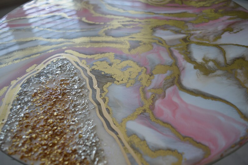 SOLD Resin Side Table Stunning Glossy Geode Handmade Luxury Art Unique ...