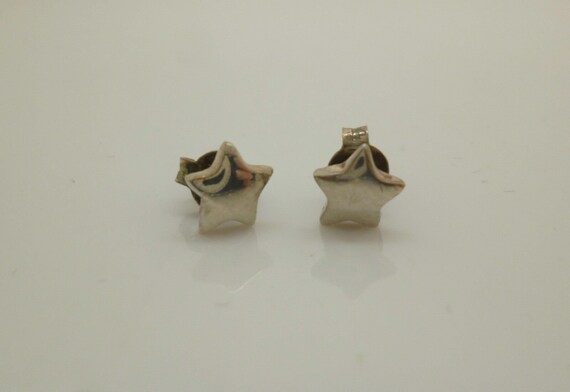 Sterling Silver Simple Plain Design Star Shape Studs With - Etsy