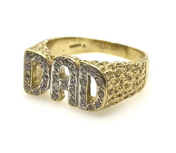 Gold Dad Ring 9ct Yellow Gold Dad Ring Stone Set Daddy Present - Etsy