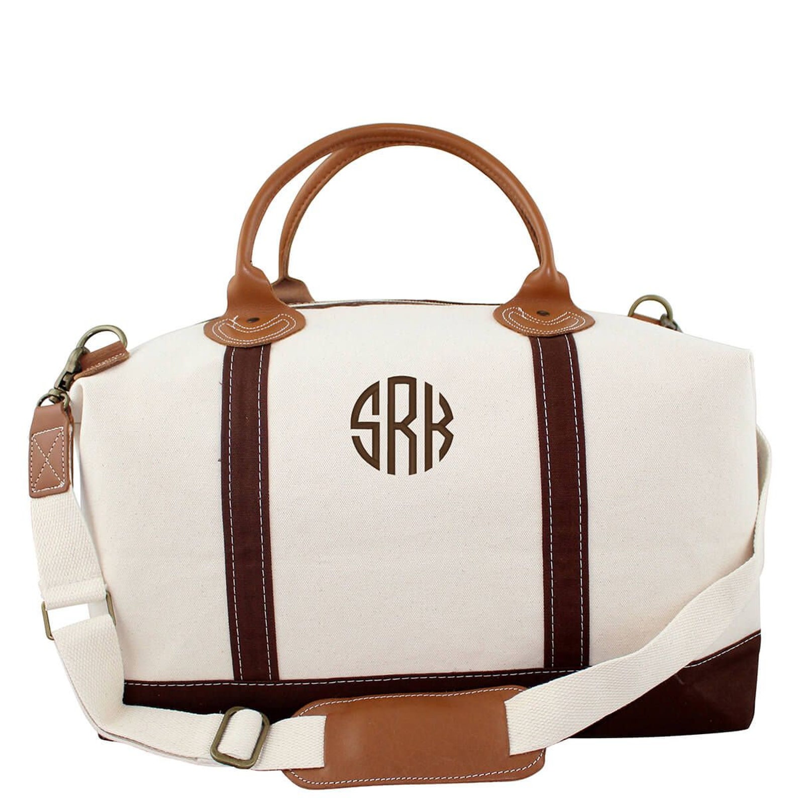 Brown & Canvas Monogrammed Weekender Bag - Etsy