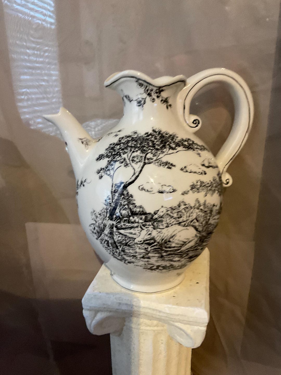 TOILE, Black and White, PITCHER, Scenic Pasture Scene - Etsy