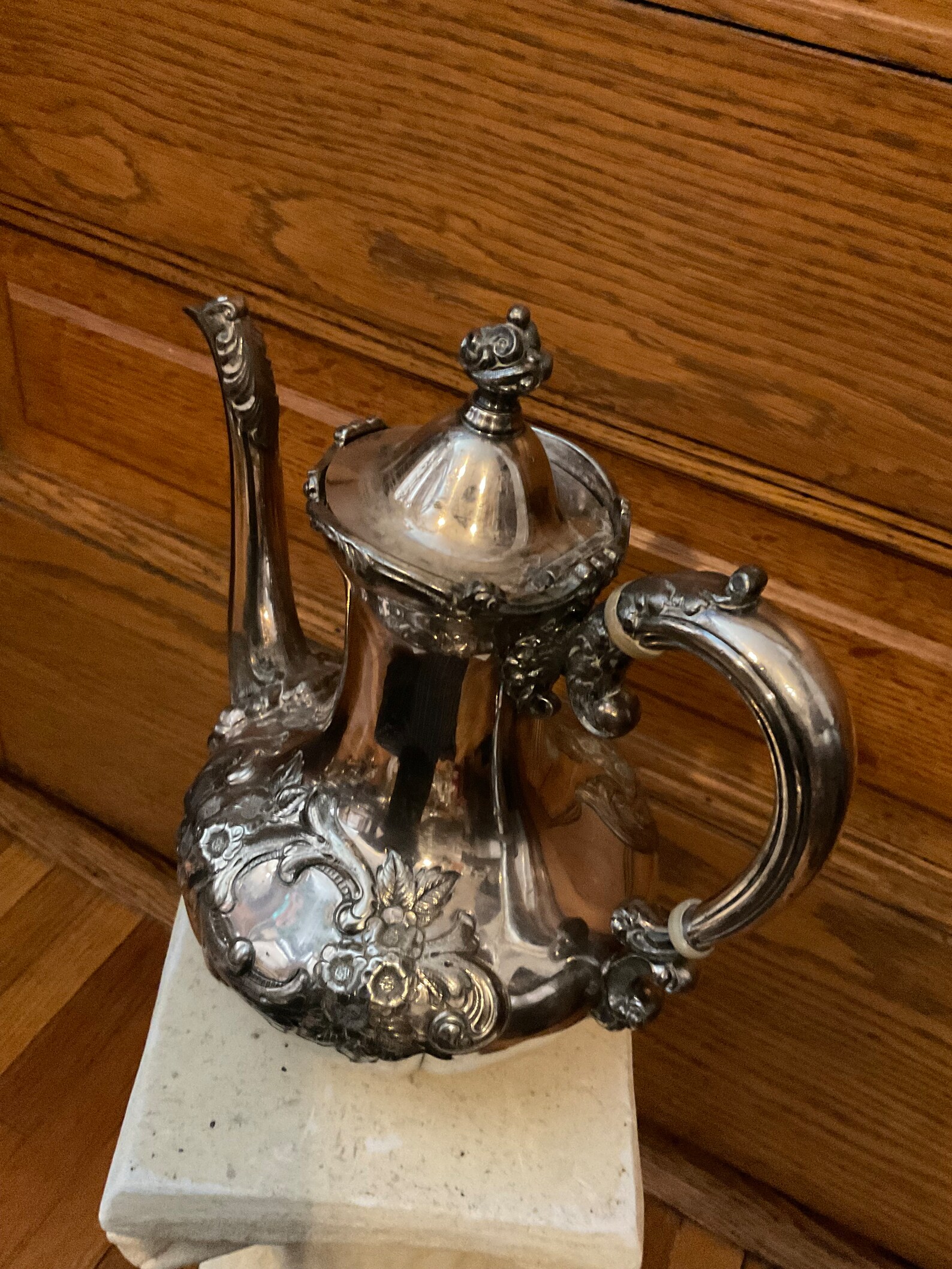 Reduced Antique, Rare “REPOUSSE COFFEE POT #5051”, by the Wilcox Silver ...