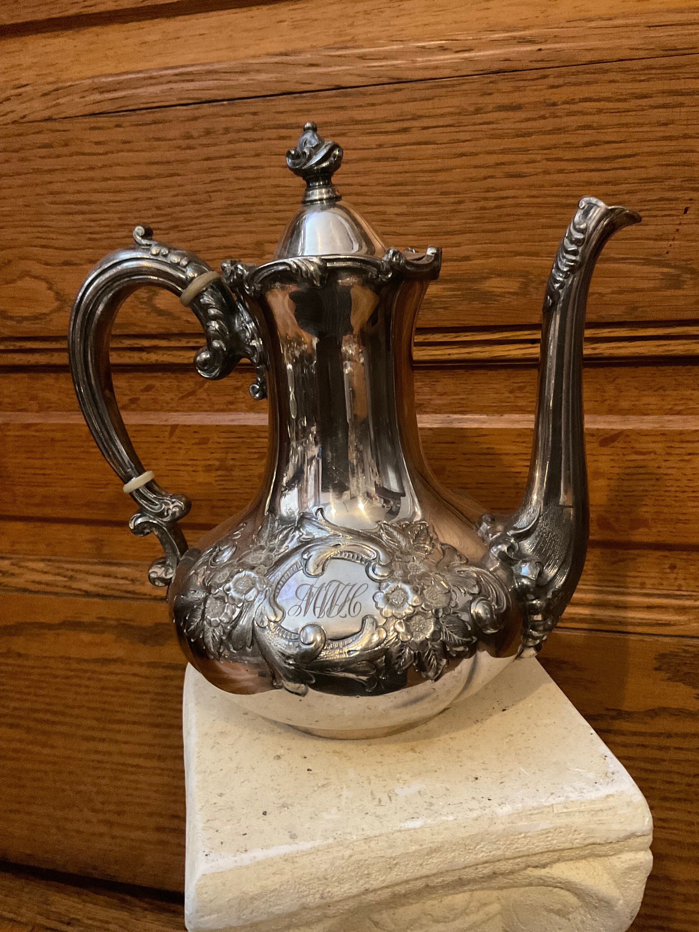 Reduced Antique, Rare “REPOUSSE COFFEE POT #5051”, by the Wilcox Silver ...
