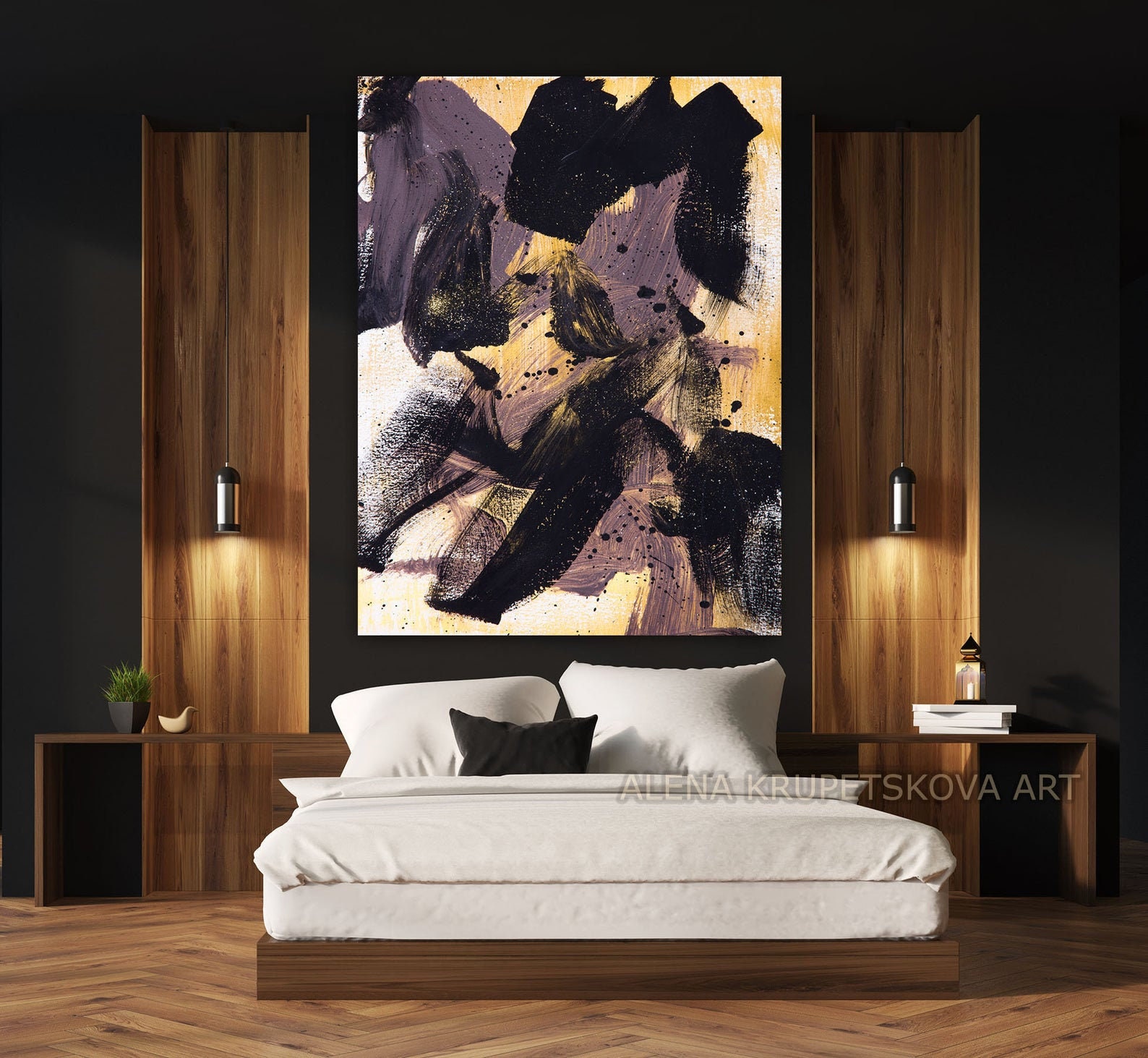 Large brown gold wall art Luxury office decor Hallway wall | Etsy