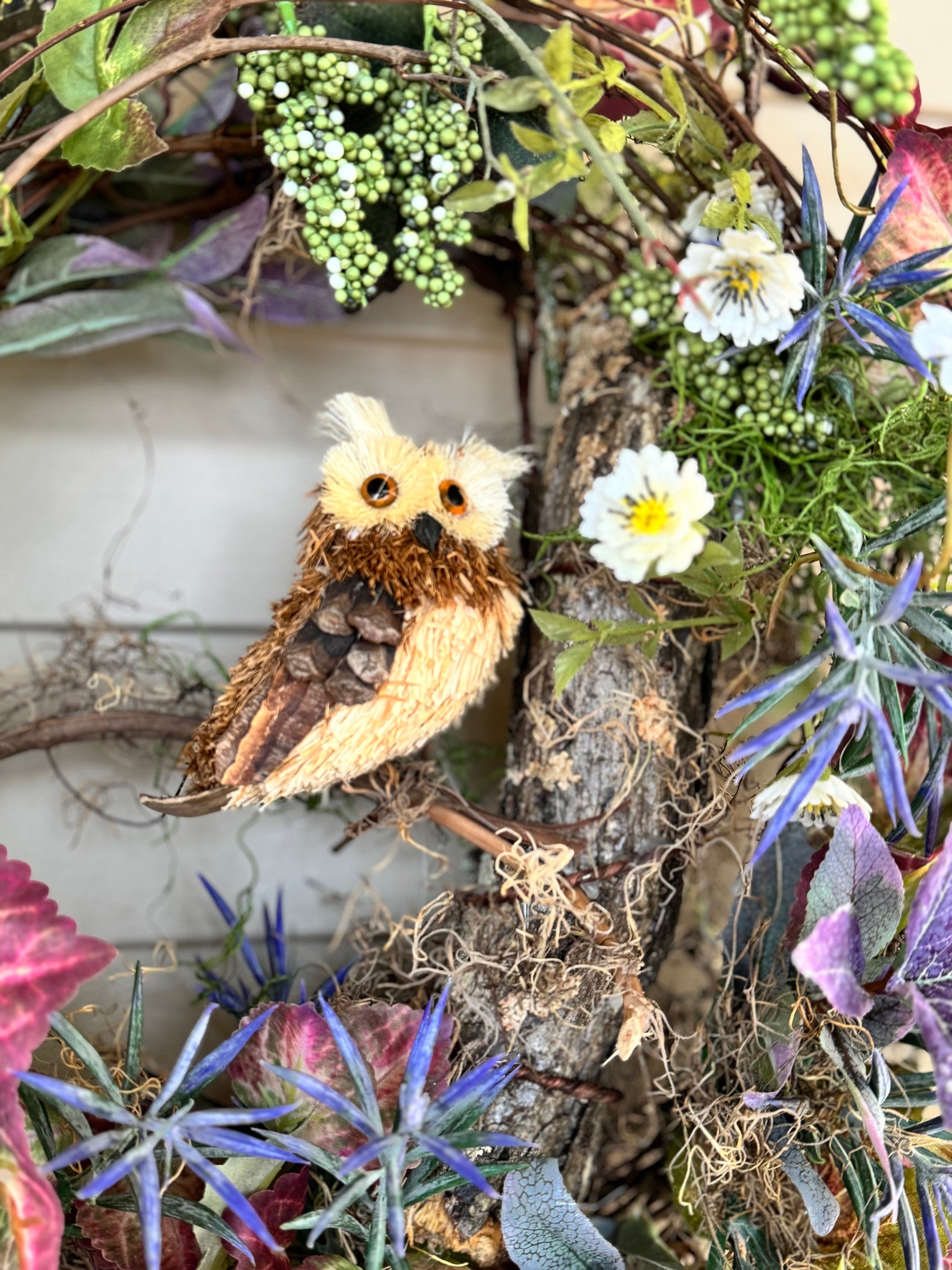 Woodland Rustic All Seasons Wreath for Front Door, Wreath With Owl ...