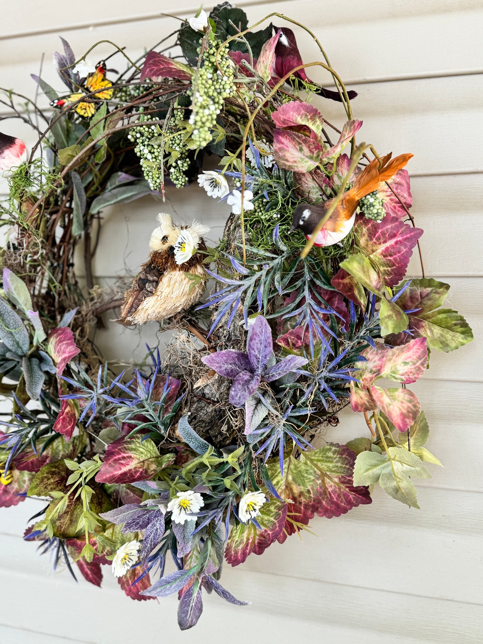 Woodland Rustic All Seasons Wreath for Front Door, Wreath With Owl ...