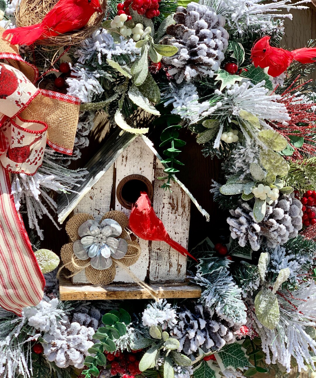 Rustic Winter Wreath, Winter Wreath for Porch, Farm House Wreath With ...